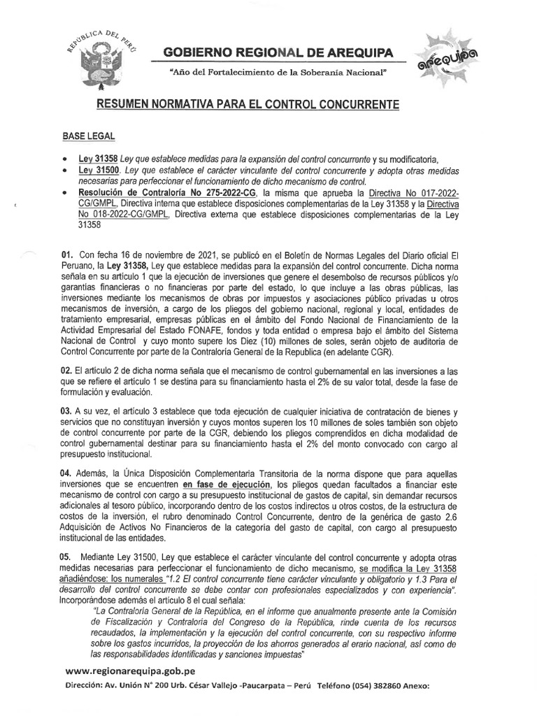 Resumen Normativo para Control Concurrente | PDF