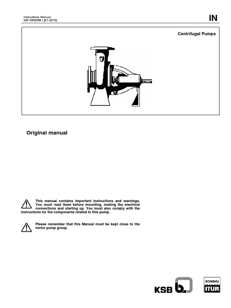 KSB ITUR IN Series | PDF | Pump | Safety
