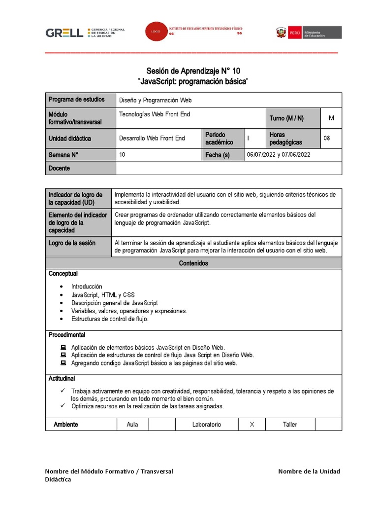 Sesión de Aprendizaje (Ejemplo-MINEDU) | PDF | Script Java | Diseño web