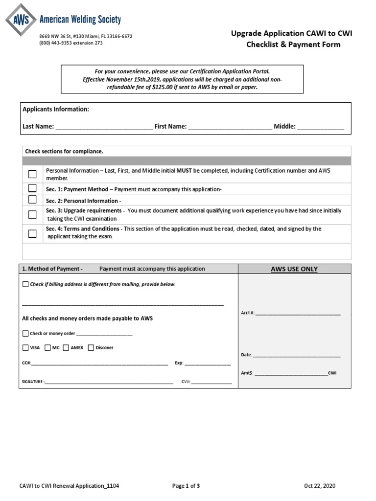 CAWI to CWI Upgrade Application Form | PDF | Test (Assessment)