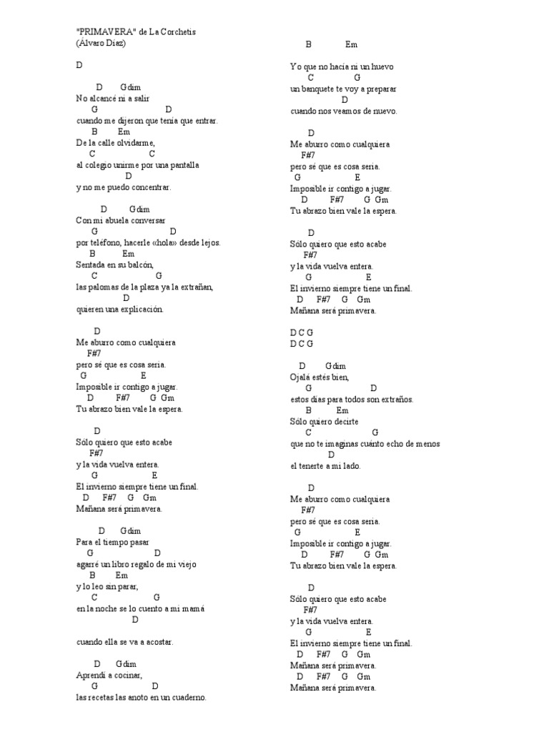 Primavera 31 Minutos - Acordes | PDF