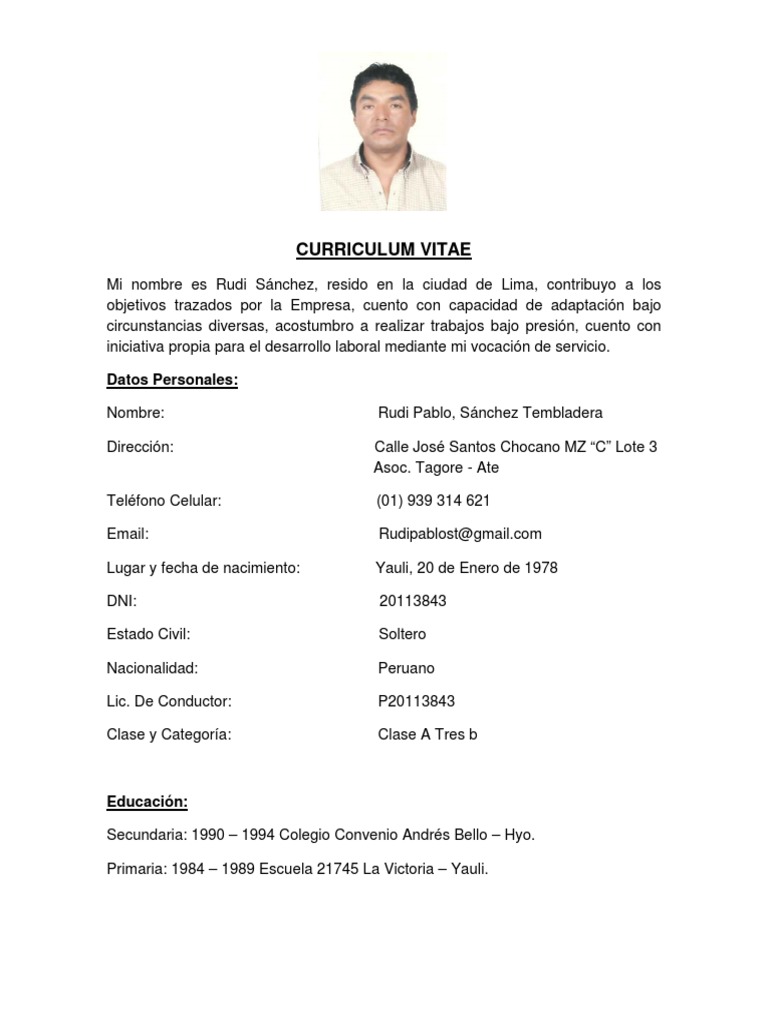 CV Rudi Sánchez - Operador de C.Grúa (2021-Velzar) | PDF | Crecimiento ...
