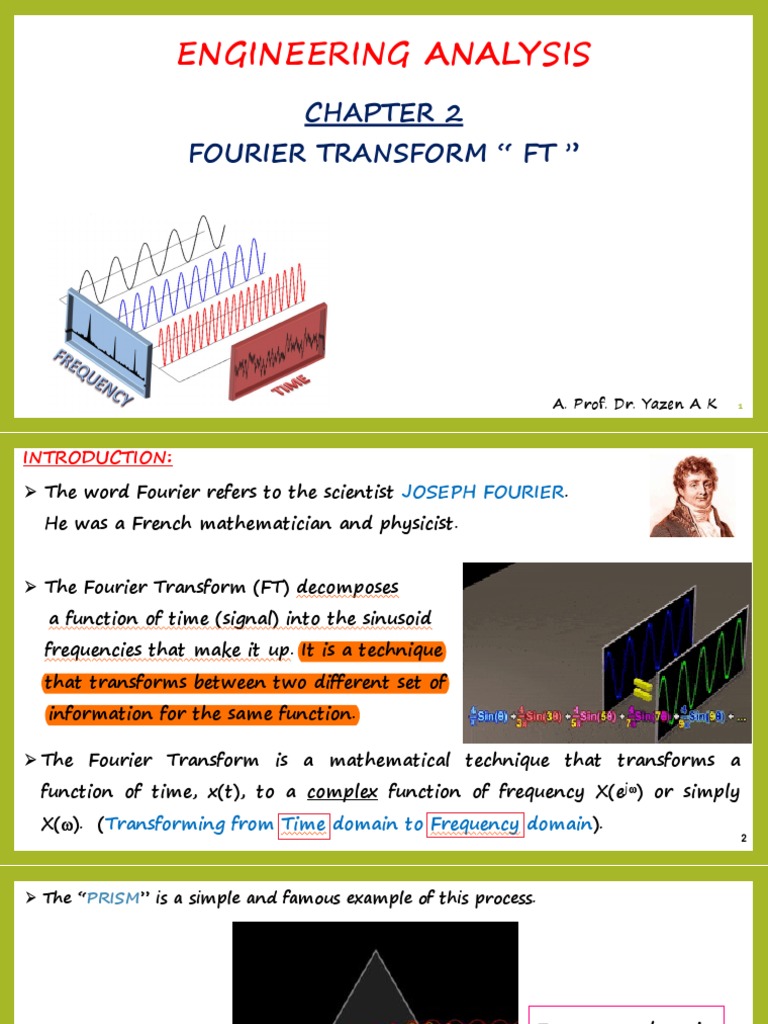 Engineering Analysis: Fourier Transform " FT " | PDF | Fourier ...