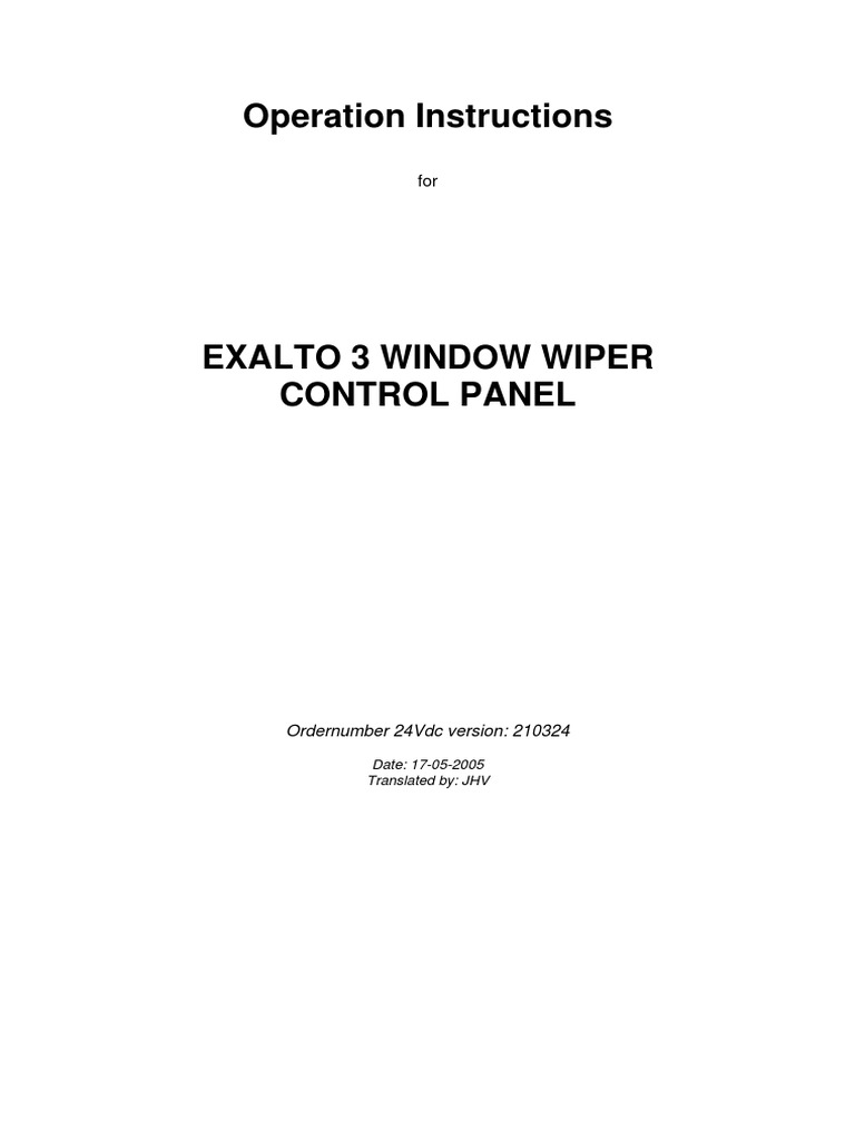 Operation Instructions Exalto 210324 - Control Panel | PDF | Relay ...