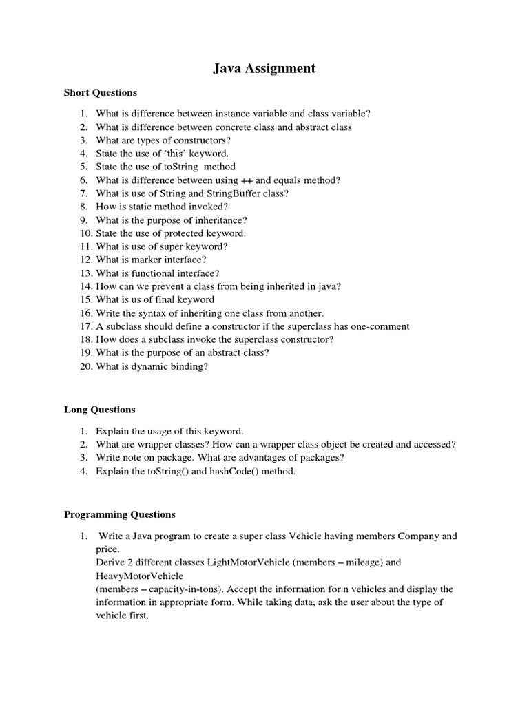 Java Assignment 2 Pdf Class Computer Programming Inheritance Object Oriented Programming
