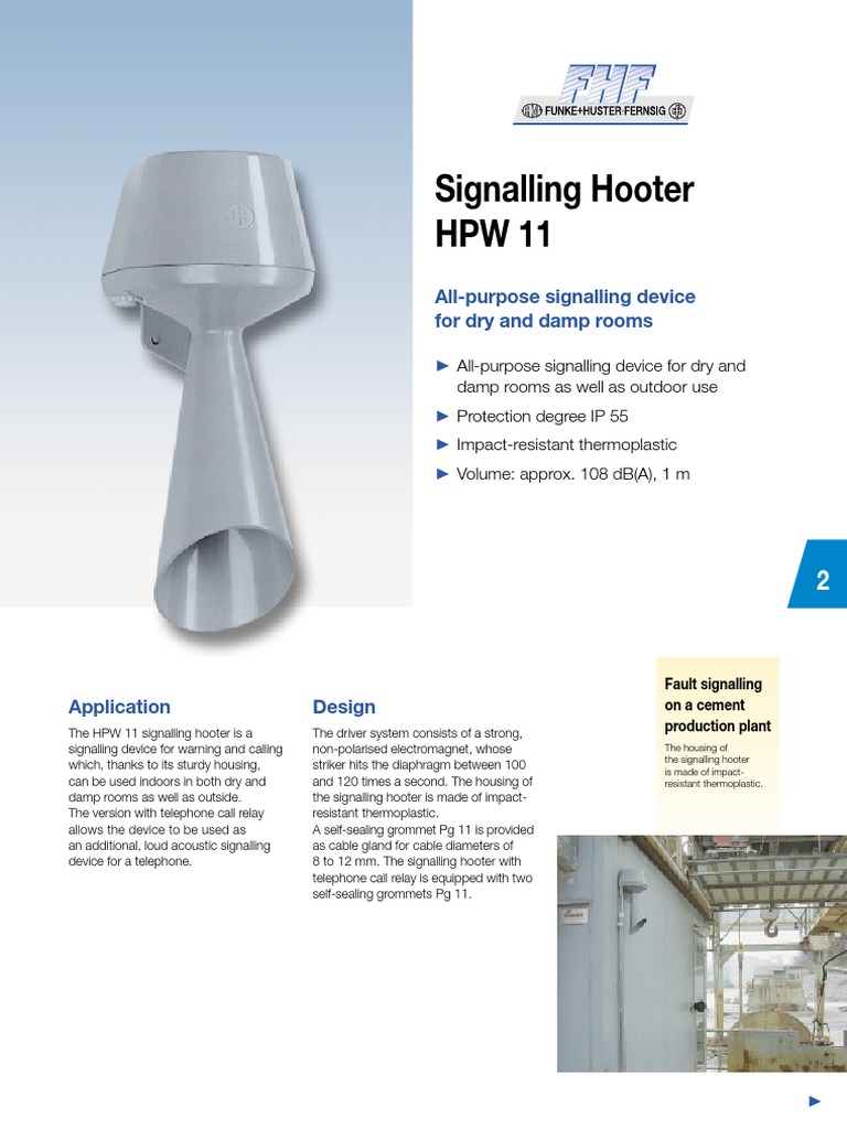 Signalling Hooter - HPW11 - E | PDF | Components | Electric Power