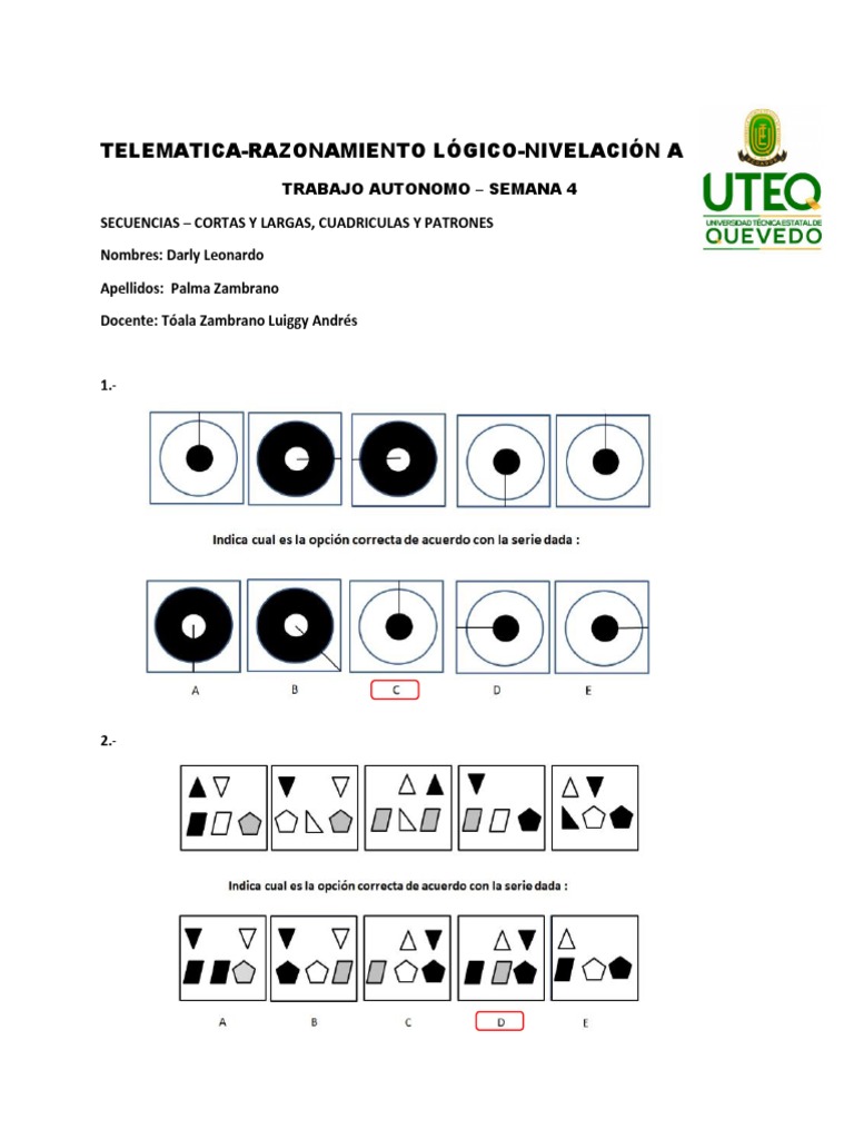 Ejercicios de Razonamiento Abstracto | PDF
