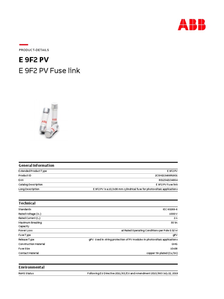 2CSM213466R1801 e 9f2 PV | PDF | Fuse (Electrical) | Electrical Engineering