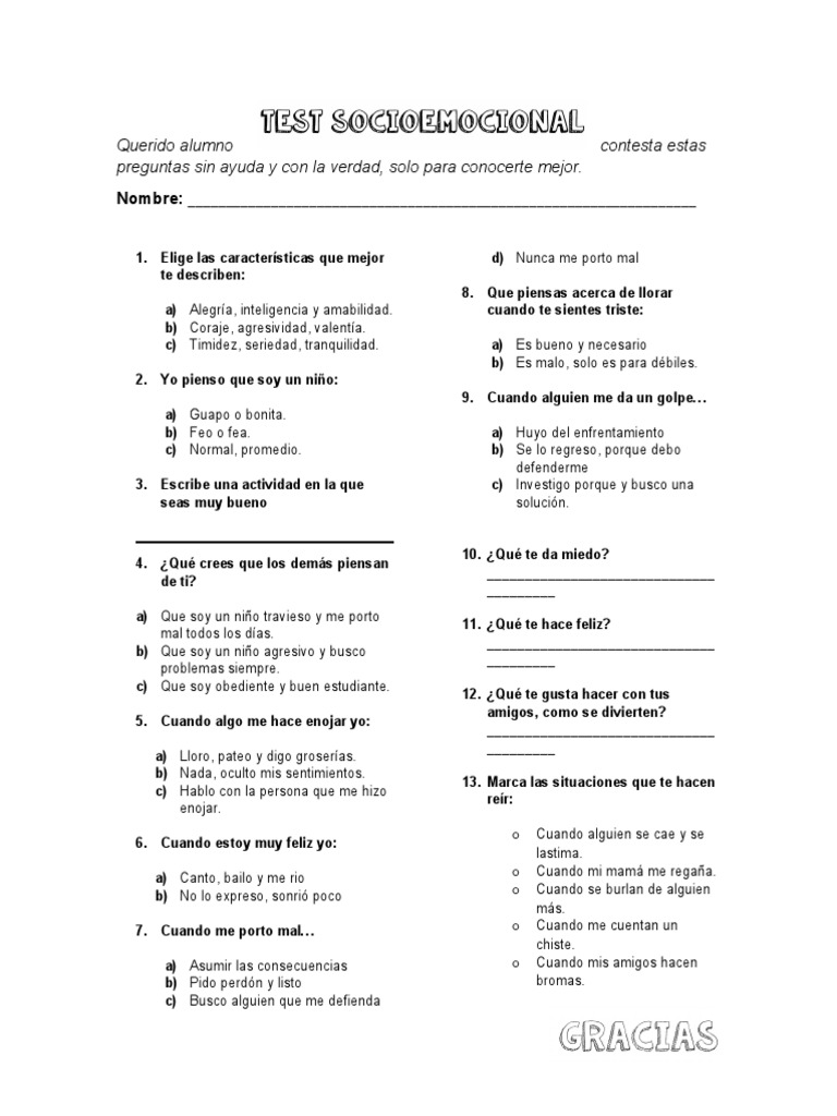 TEST Socioemocional | PDF