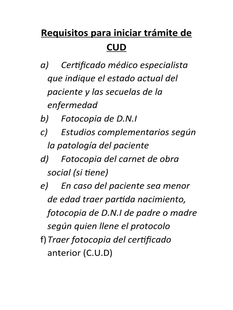 Requisitos para Iniciar Trámite de CUD | PDF