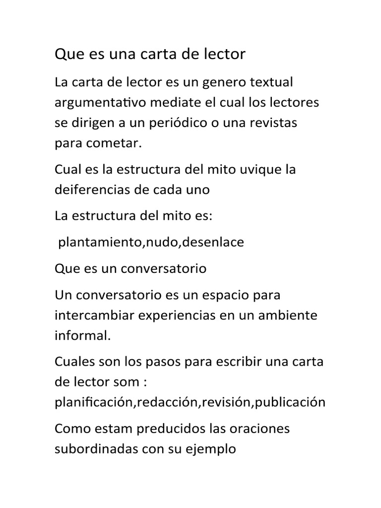 Que Es Una Carta de Lector | PDF