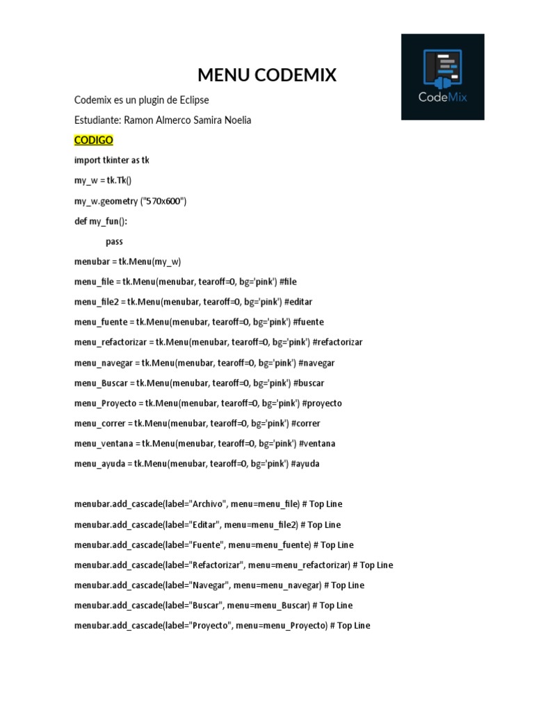 Codemix Menu Structure Overview | PDF | Components | Software