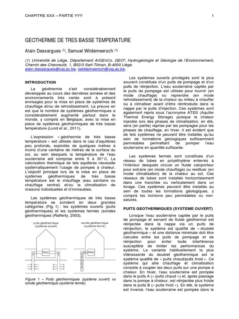 Géothermie de Très Basse Température | PDF | Énergie géothermique ...