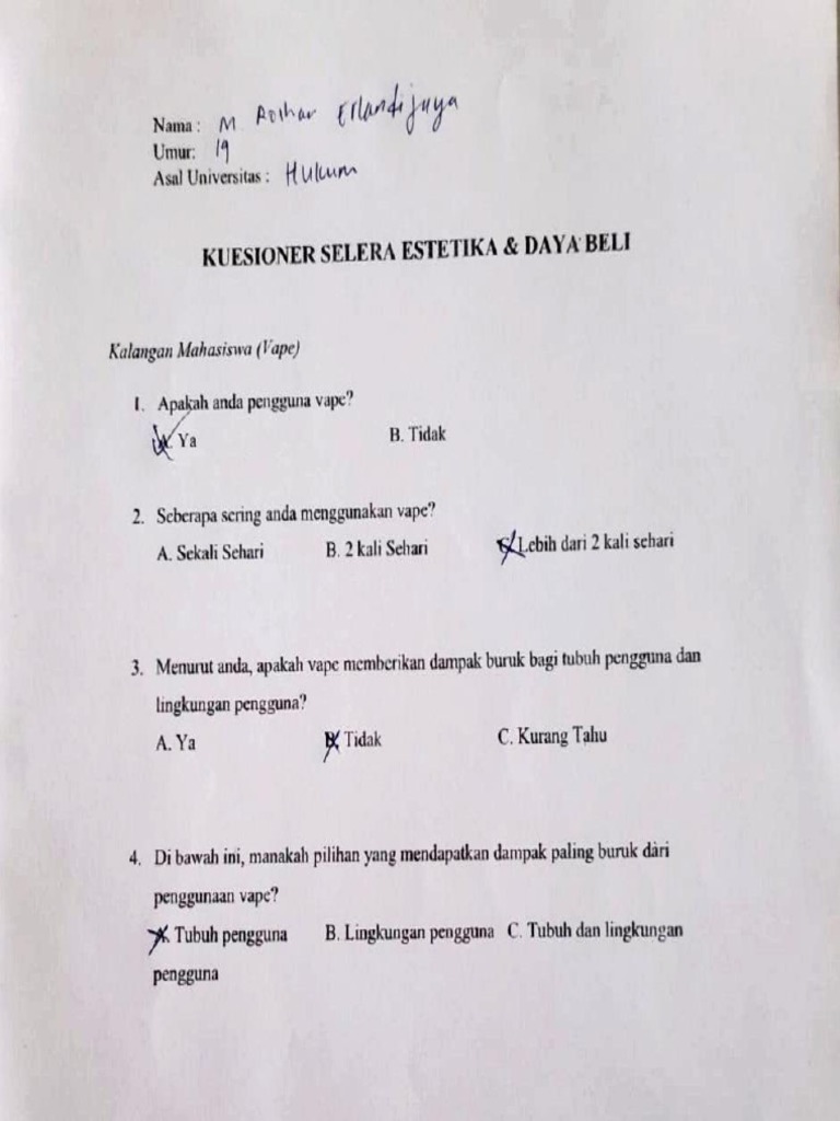 Hasil Quisoner Selera Estetika Dan Daya Beli | PDF