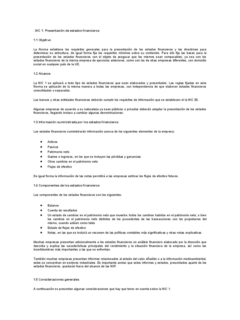 Nic 1 | PDF | Contabilidad | Estado financiero