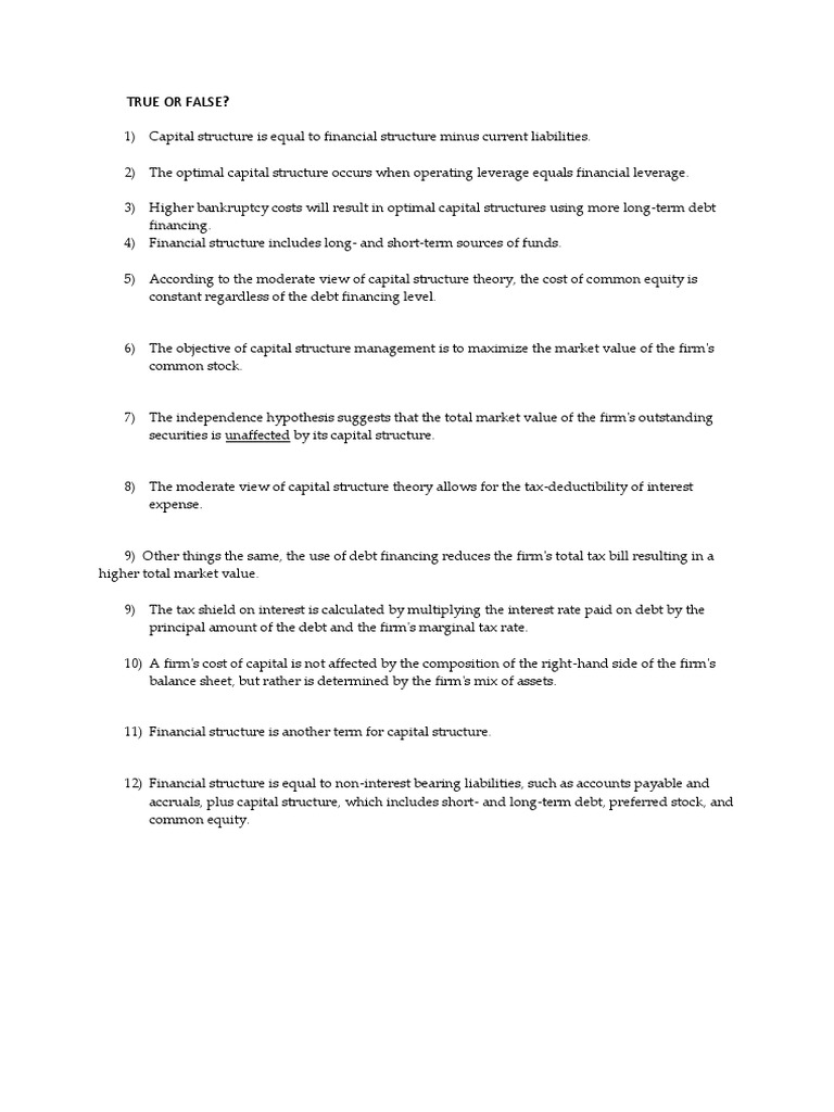 Capital Structure: Key Concepts Explained | PDF | Capital Structure ...