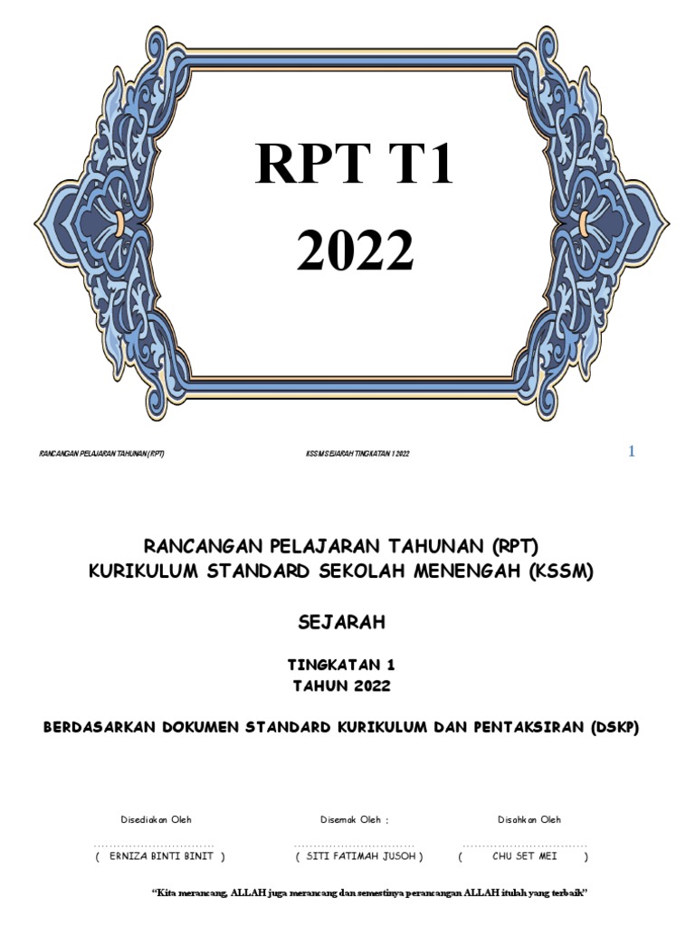 2022 T1 RPT Sej | PDF