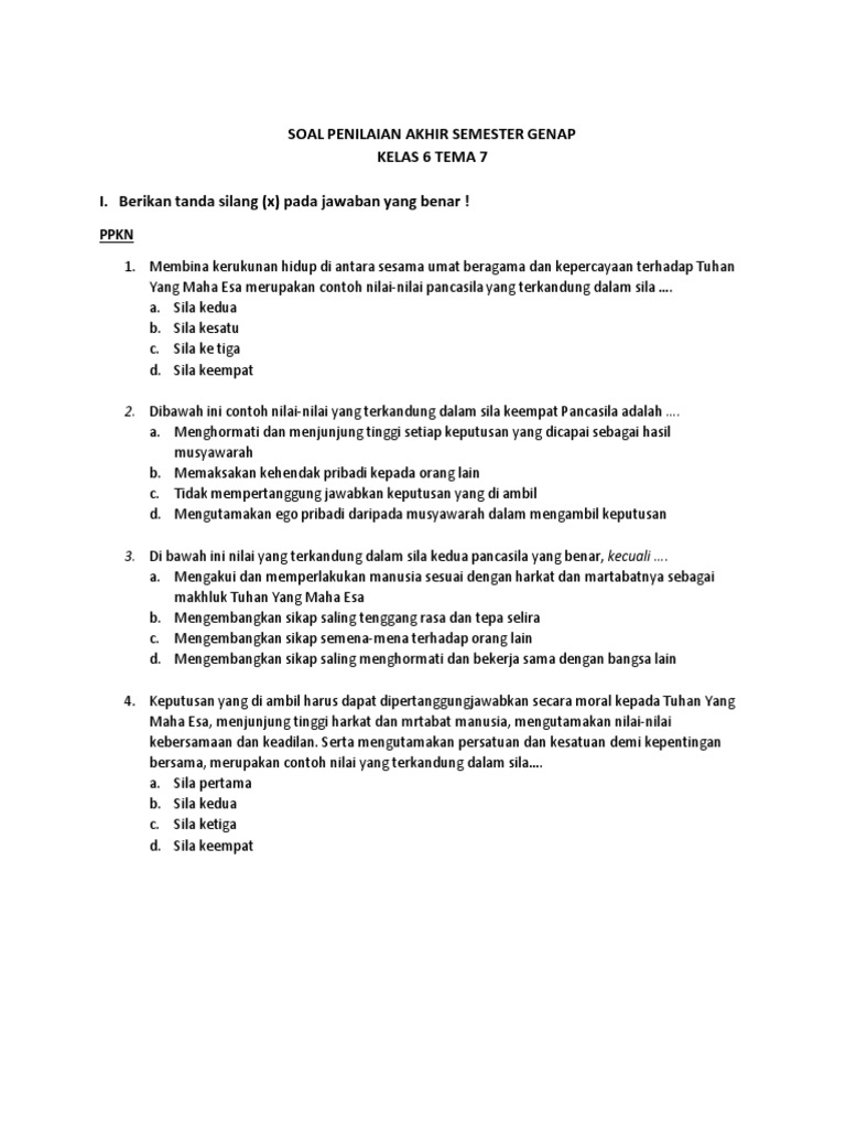 Soal & Kisi Kisi Kelas 6 Tema 7 - Compressed | PDF