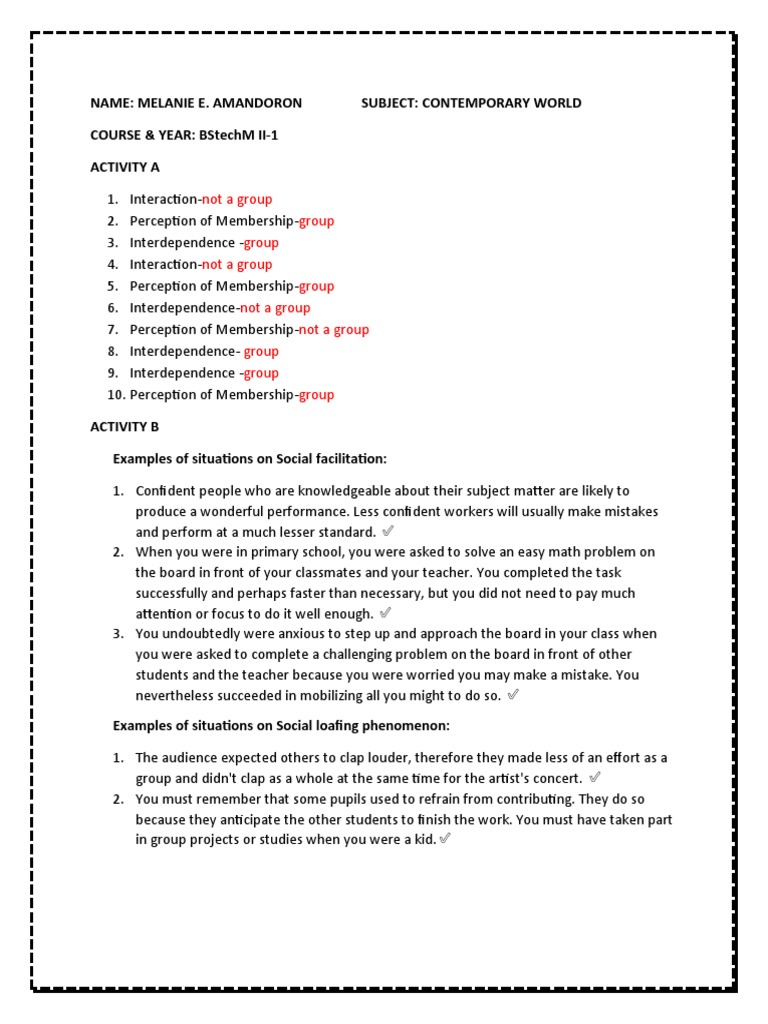 ACTIVITY #3 (Living in Society) + Amandoron | PDF | Collectivism ...