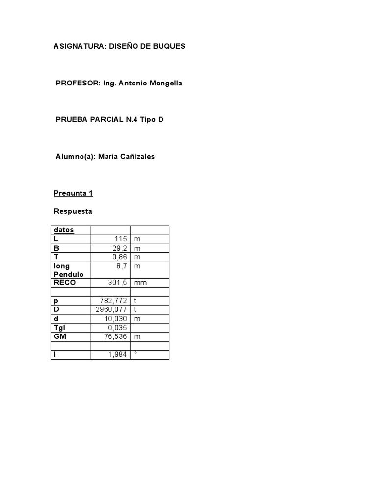 Estabilidad Del Buque y Examen | PDF | Construcción naval