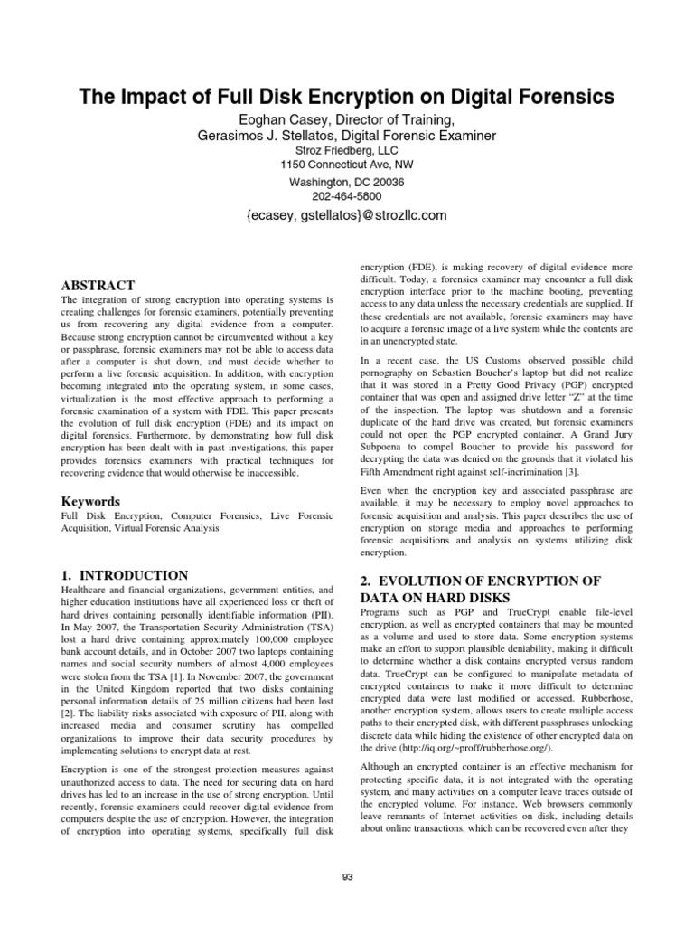The Impact of Full Disk Encryption On Di | PDF | Encryption | Security Engineering