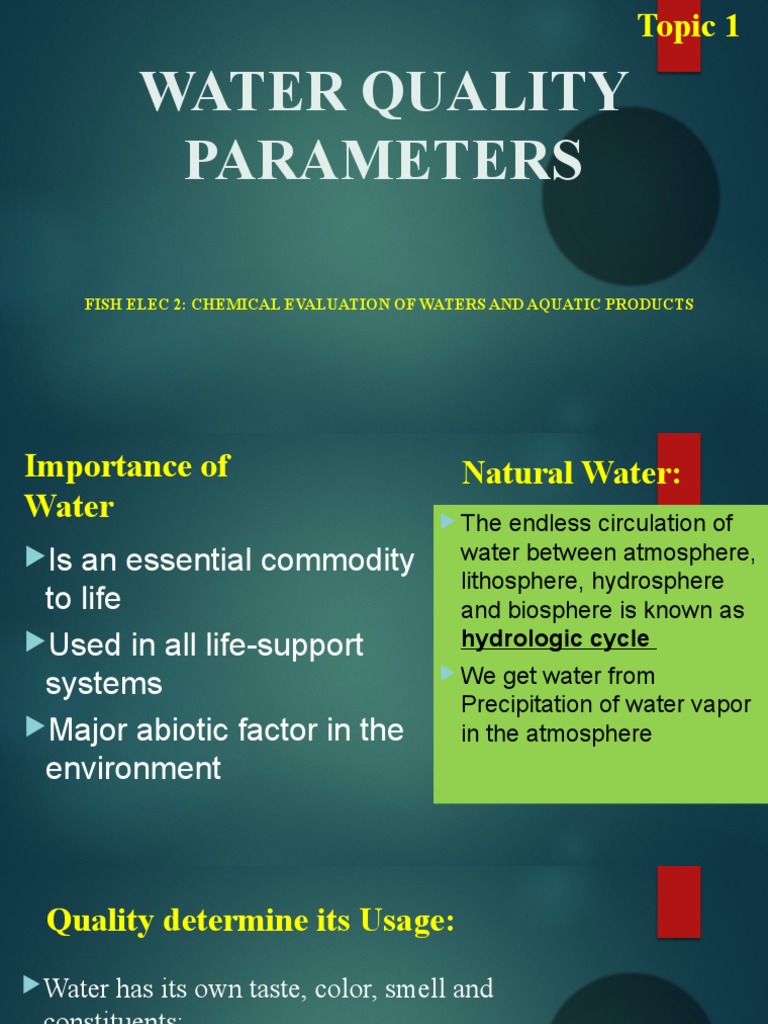 Water Quality Parameters | PDF | Water | Ion