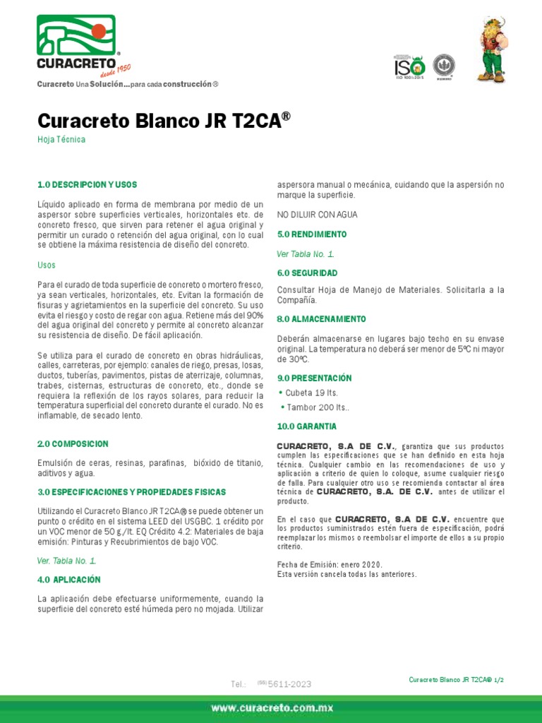 Curacreto Blanco | PDF | Hormigón | Riego