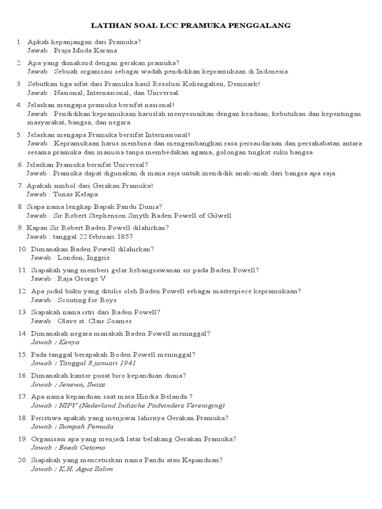 Soal LCC Pramuka Penggalang | PDF