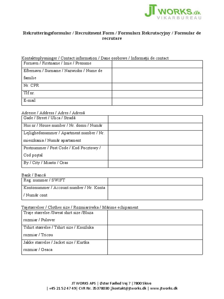 Official Recruitment Form | PDF