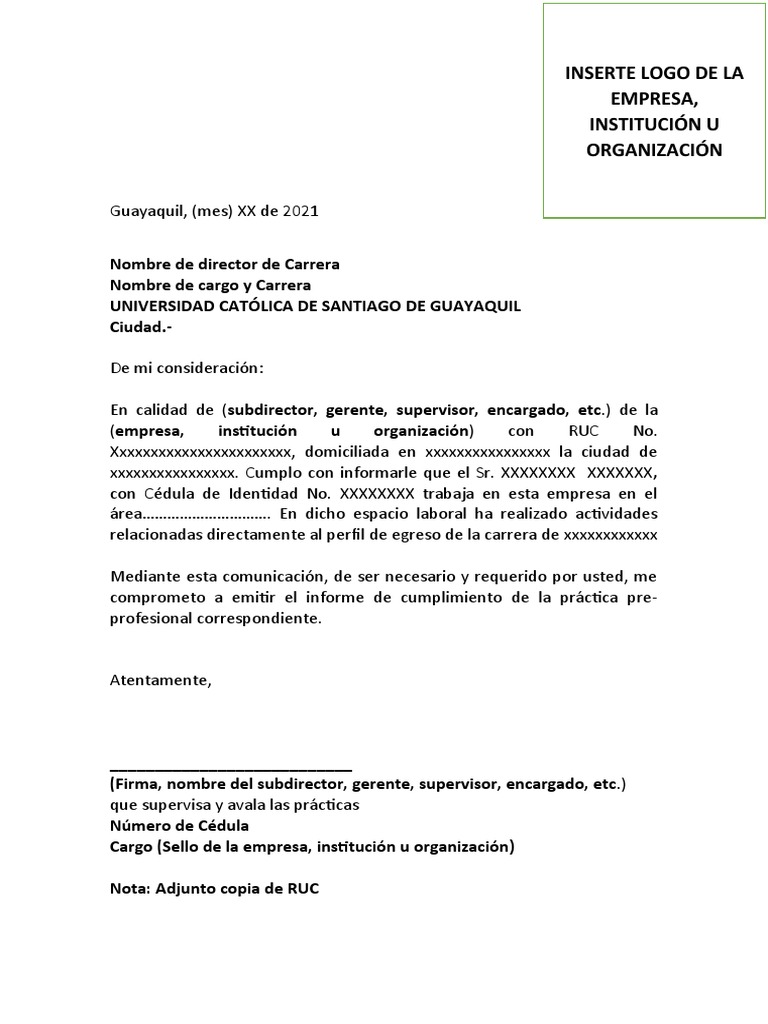 Carta Homologación de Prácticas - Versión 21-05-2021 | PDF