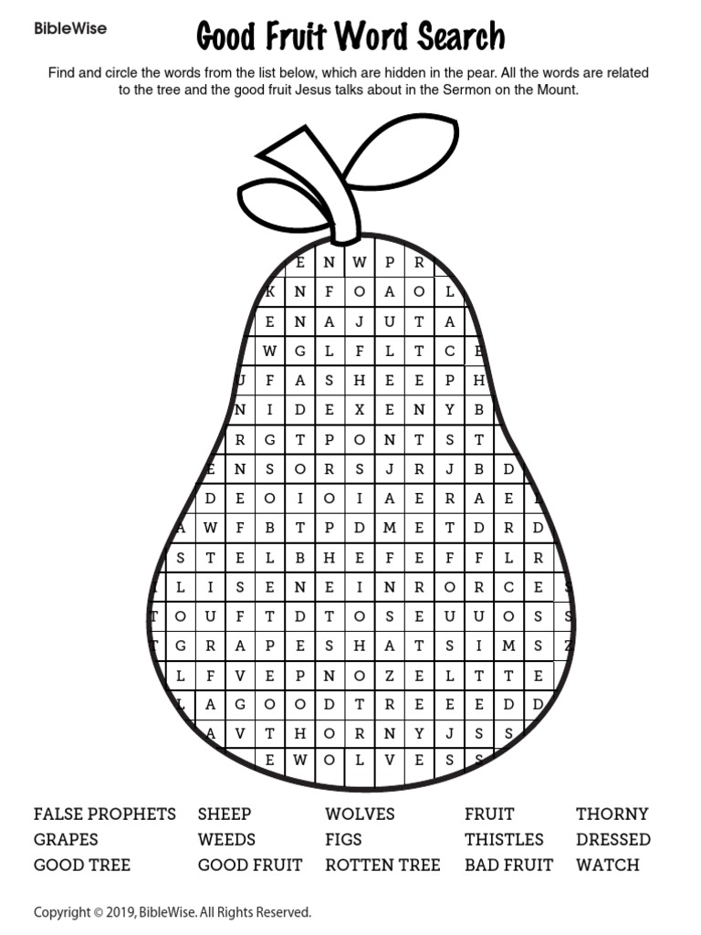 Good Fruit Word Search | PDF
