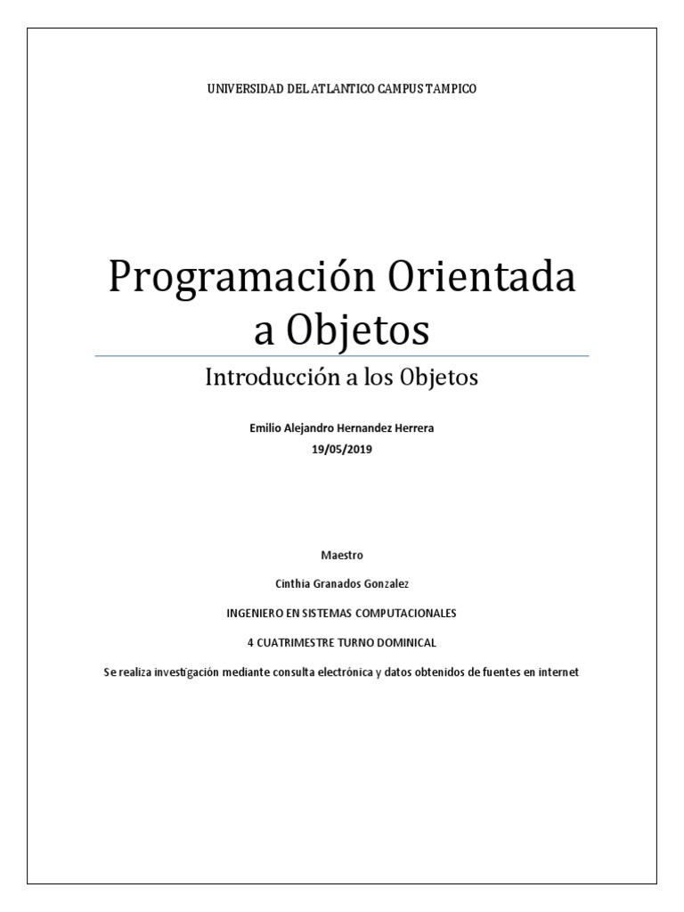 Progracion de Objetos | PDF | Programación orientada a objetos | Objeto (informática)