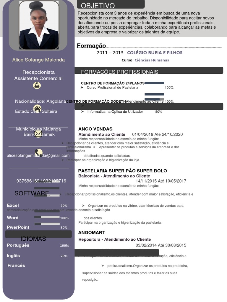 Alice CV PDF | PDF | Atendimento ao cliente | Business