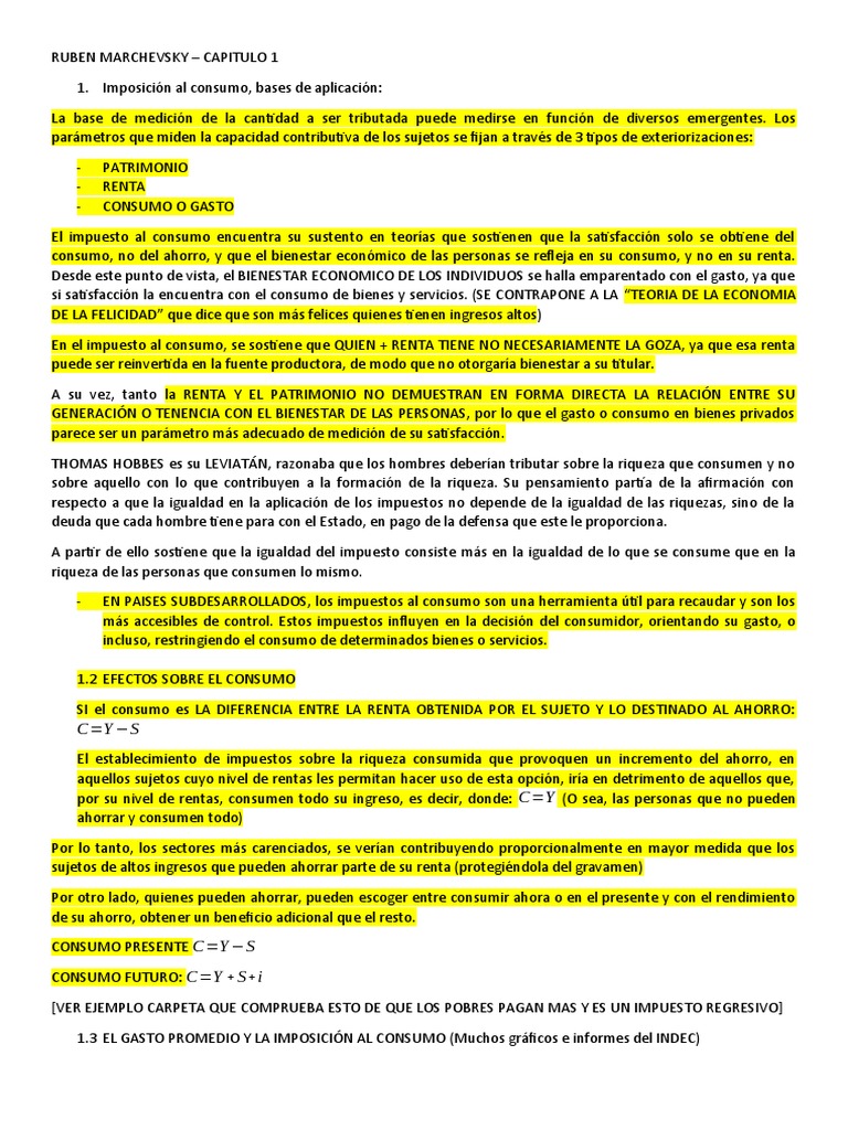 Ruben Marchevsky - Capitulo 1 Resumen | PDF | Impuestos | Ahorro