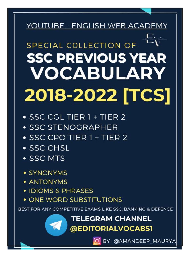 SSC Vocabulary (TCS 2018-22) | PDF