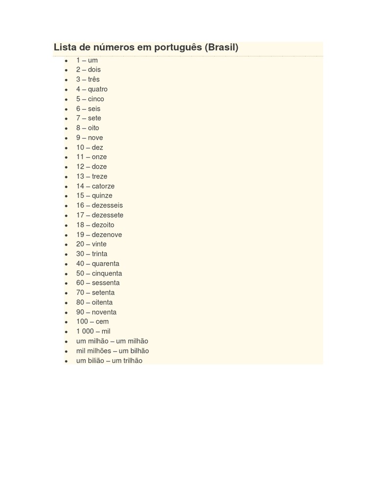 Números em Português | PDF
