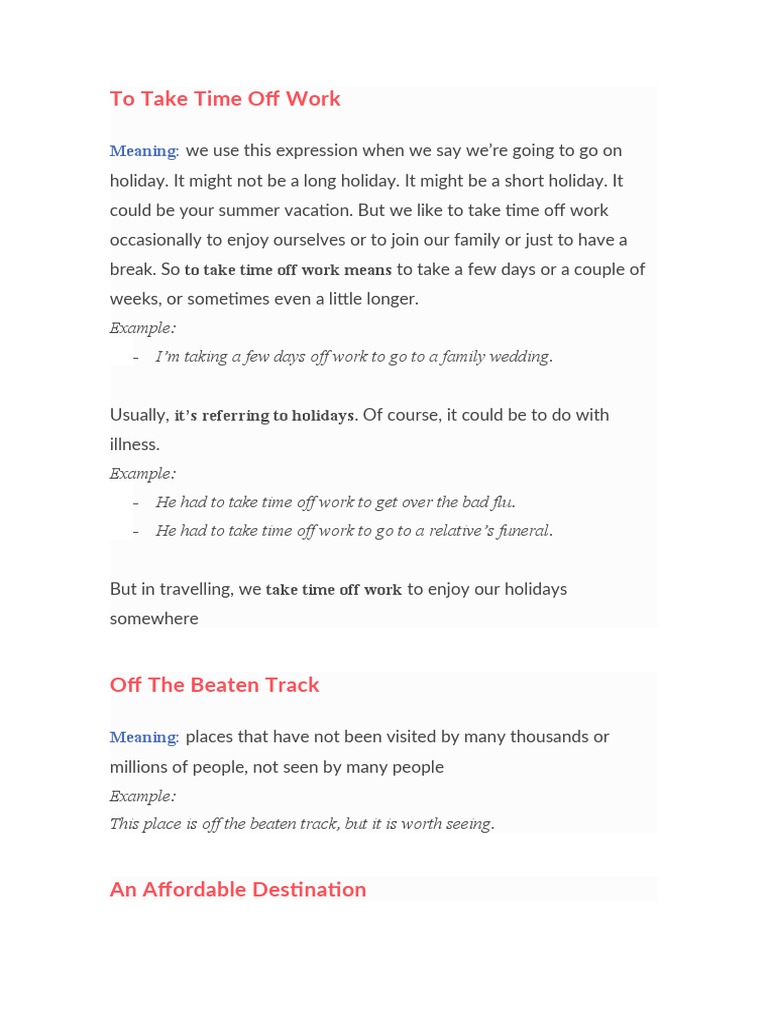 TRAVEL COLLOCATIONS | PDF