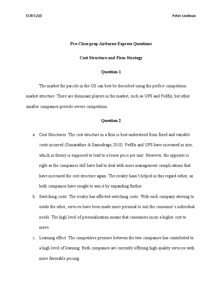 Airborne Express Discussion Questions Pdf Perfect Competition