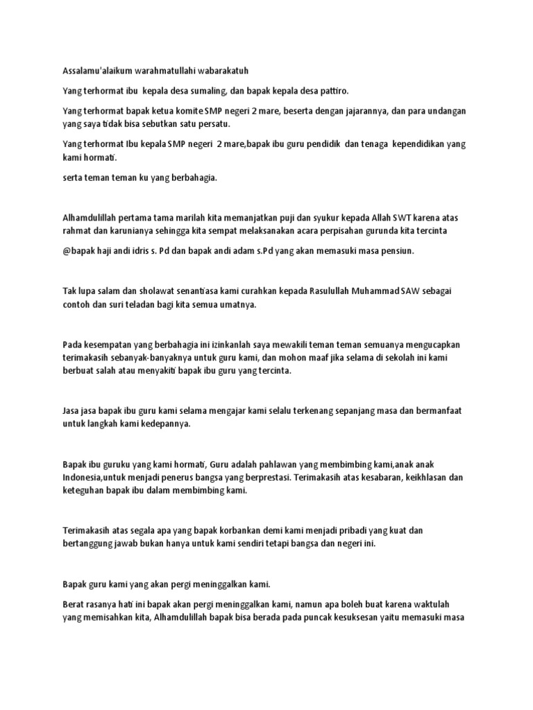 Pidatp Perpisahan Yang Pensiun | PDF | Gaya Hidup