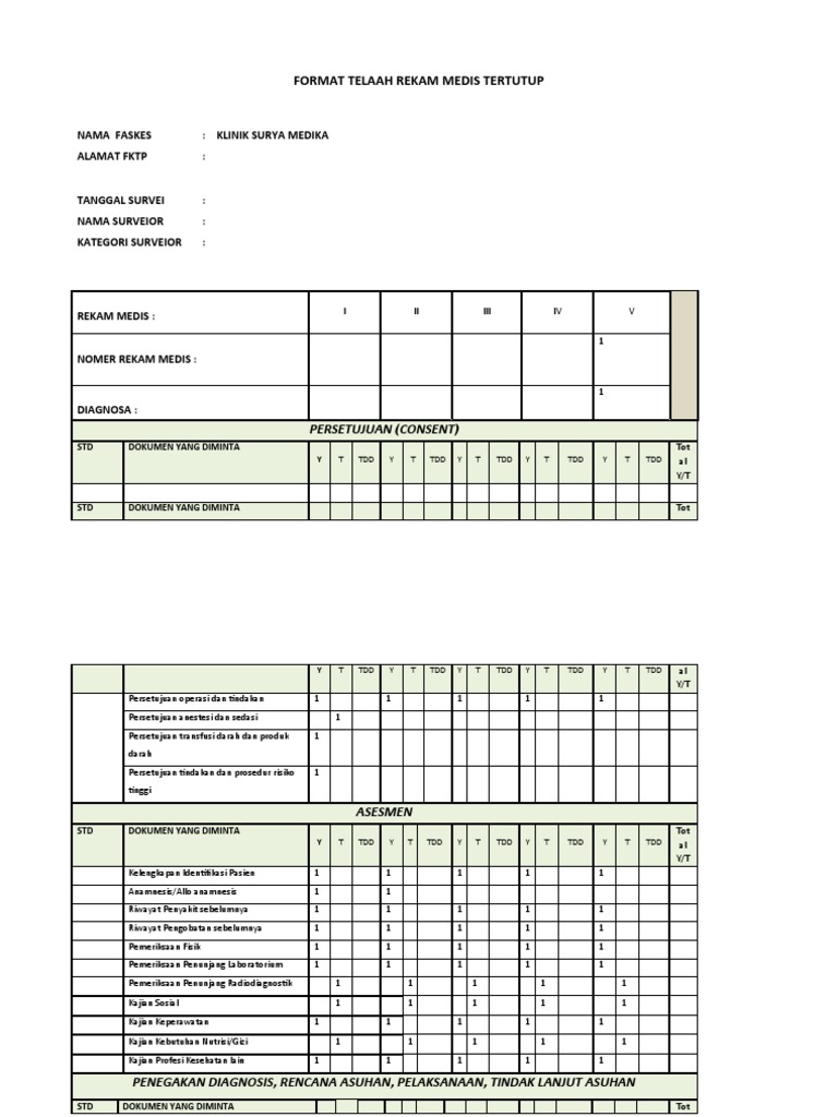 Format Telaah Rekam Medis Tertutup | PDF