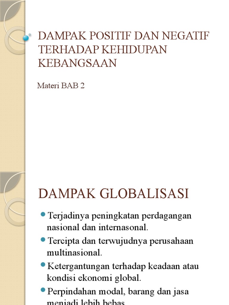 Dampak Positif Dan Negatif Globalisasi Pdf 