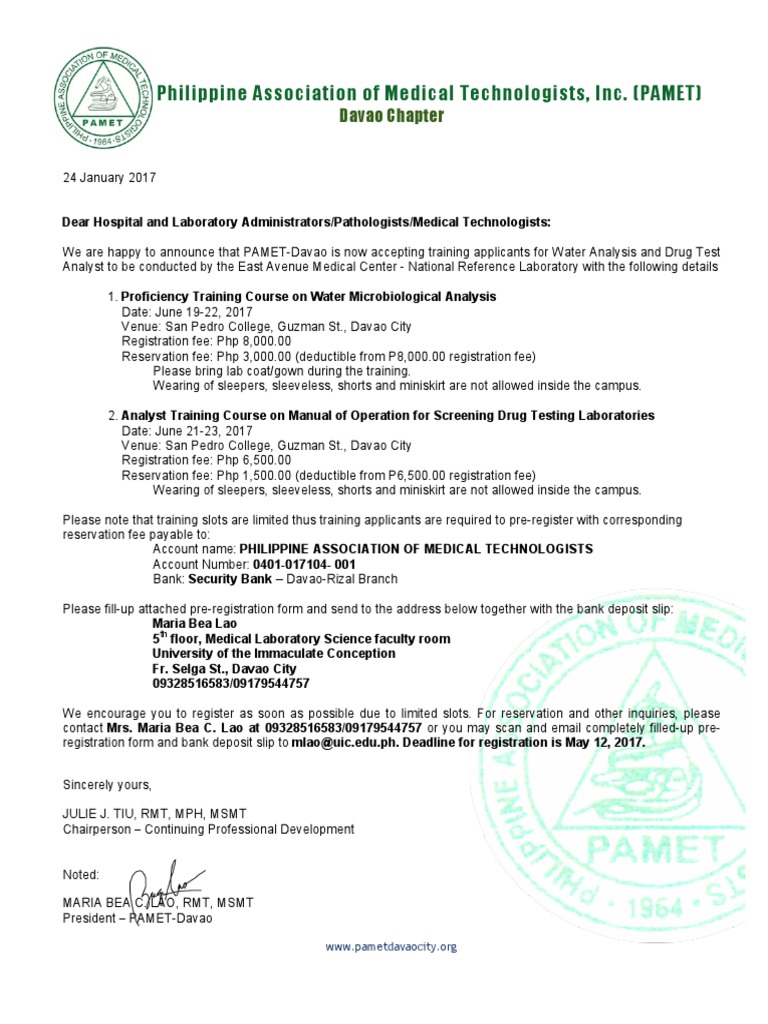 SDTL & Water Analysis Training-Davao - Rev2 | PDF | Service Industries ...