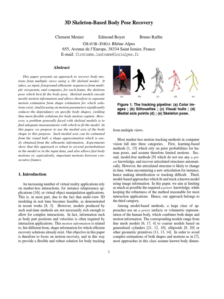 3D Skeleton-Based Body Pose Recovery | PDF | Robust Statistics | 3 D ...