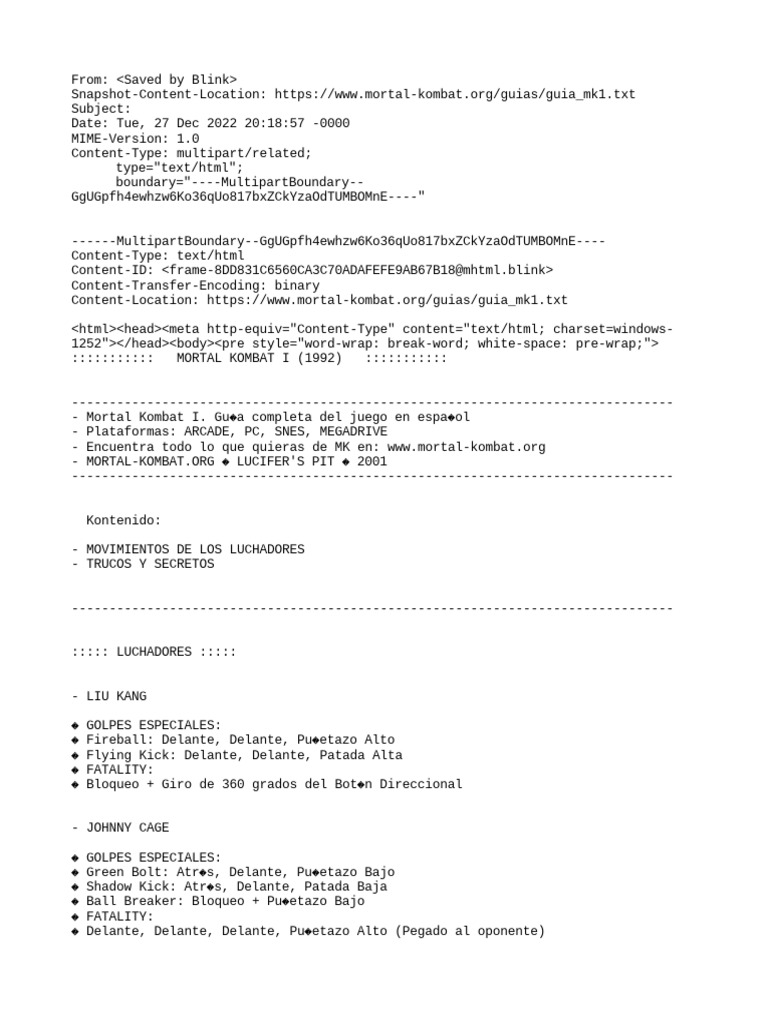 Https WWW - Mortal-Kombat - Org Guias Guia Mk1 | PDF | Videojuegos