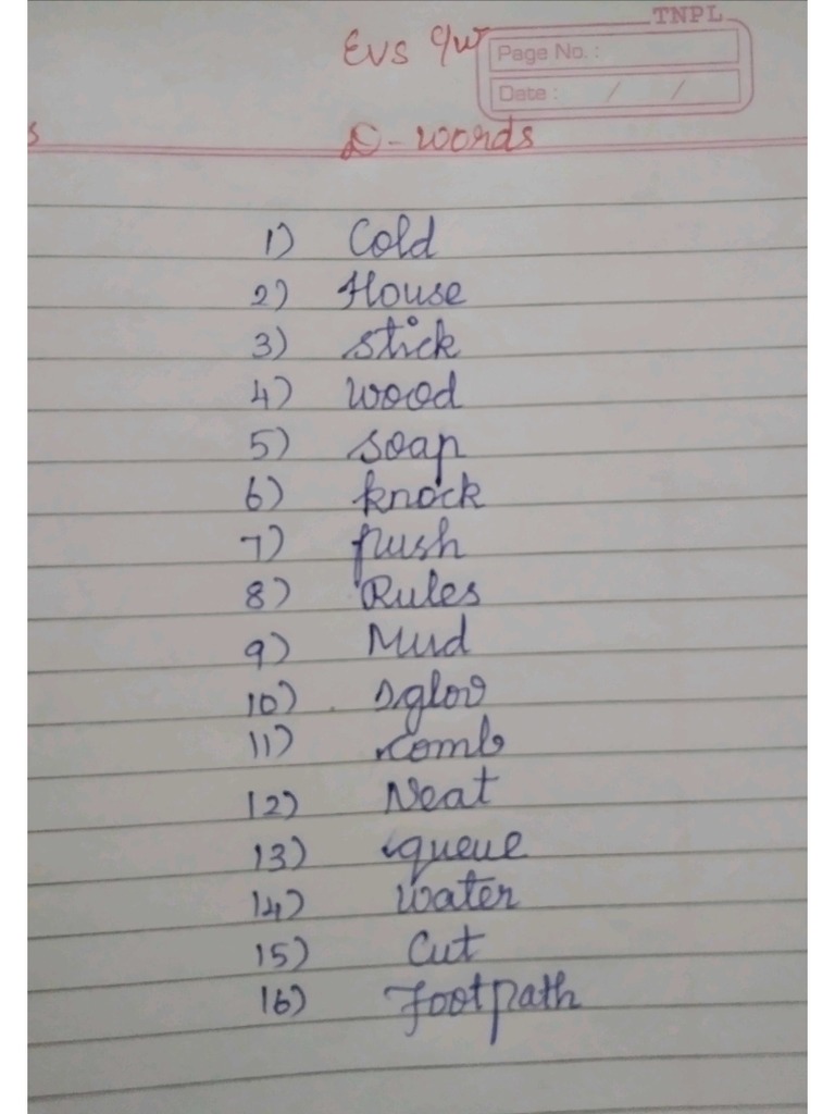 1 STD Evs D Words | PDF