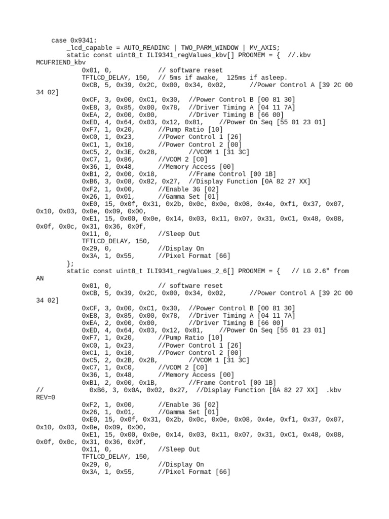 ILI9341 Regvalues | PDF | Electronics | Computing