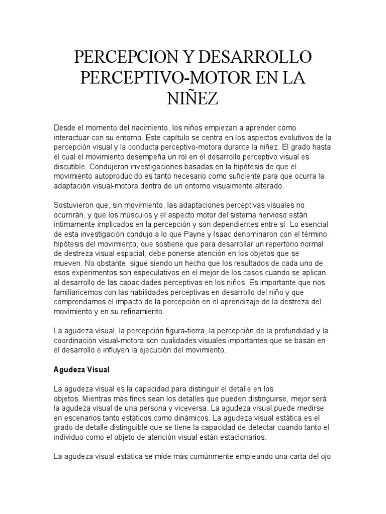 Desarrollo Perceptivo-Motriz | PDF | Percepción | Percepción visual