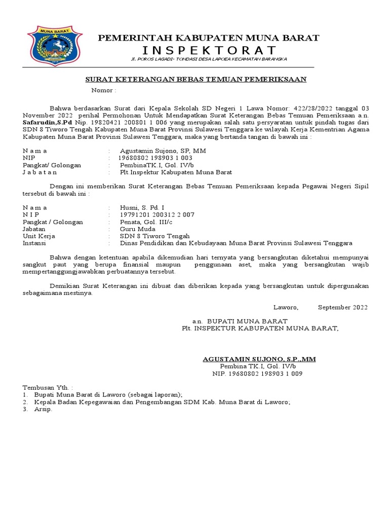 Surat Bebas Temuan Tahun 2022 A | PDF