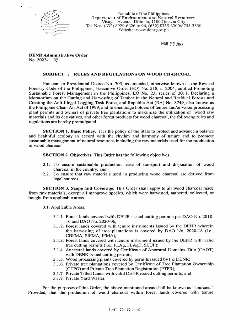Dao 2022 05 Rules and Regulations On Wood Charcoal 1 | PDF