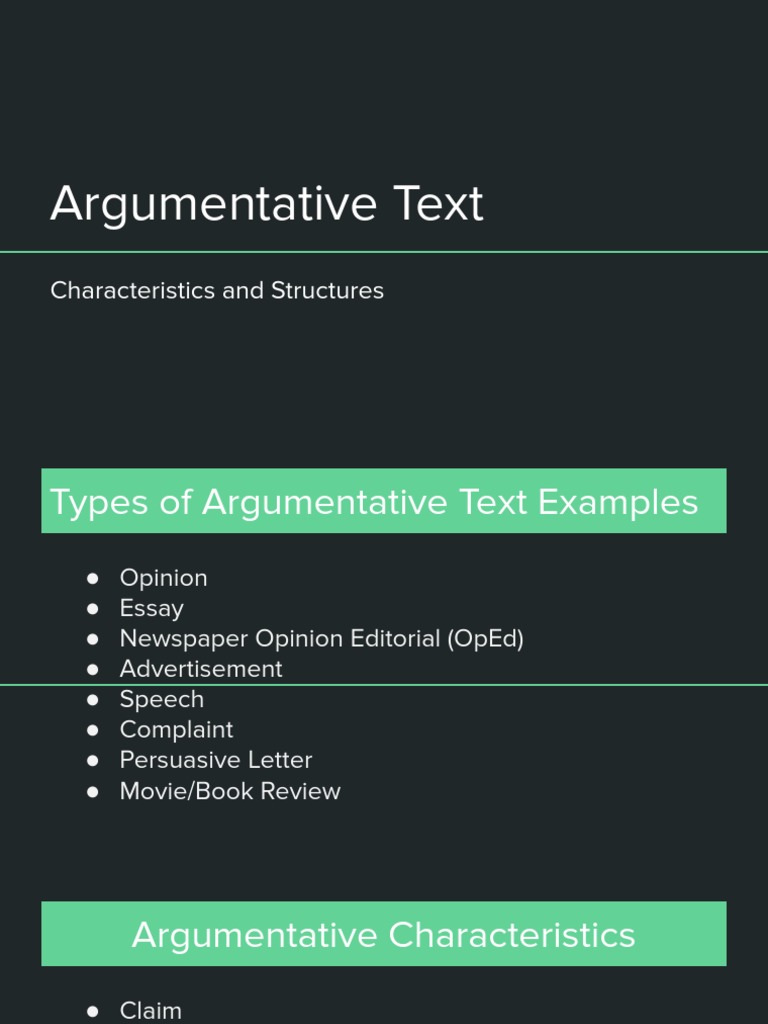 Analyzing Argumentative Text Structures and Characteristics | PDF ...